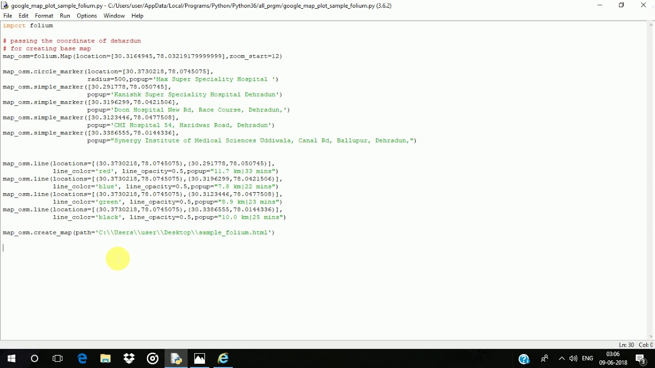Plotting a interactive google map using folium pacakge in python