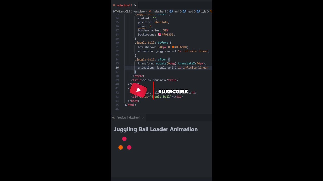 Juggling Ball Loader animation HTML and CSS tutorial for beginners 2021 #shorts #coding