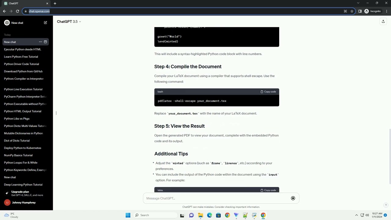 embed python code in latex