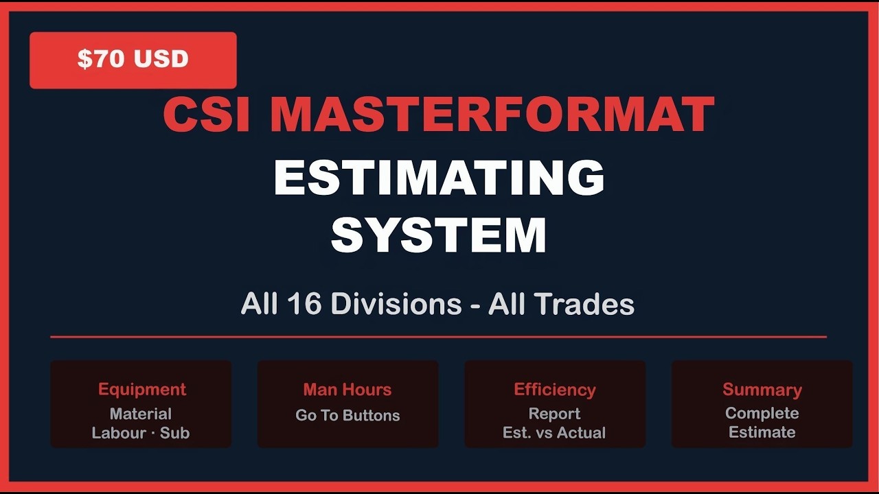 CSI MASTER FORMAT ESTIMATING SYSTEM