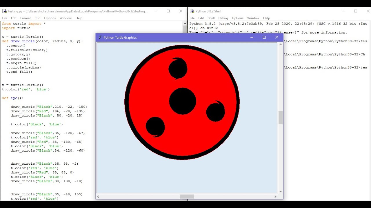 Painting Sharingan Using Python-Turtle Art By Pankaj Verma |Learn python  #python #codingisanart #it