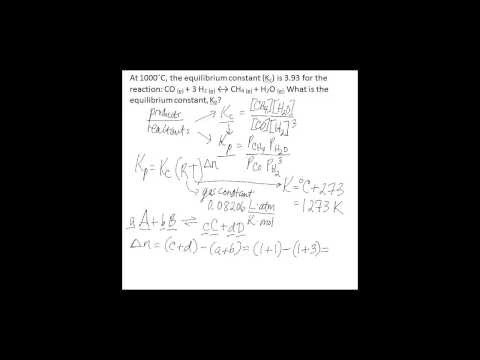 Calculate Kc from Kp and vice versa