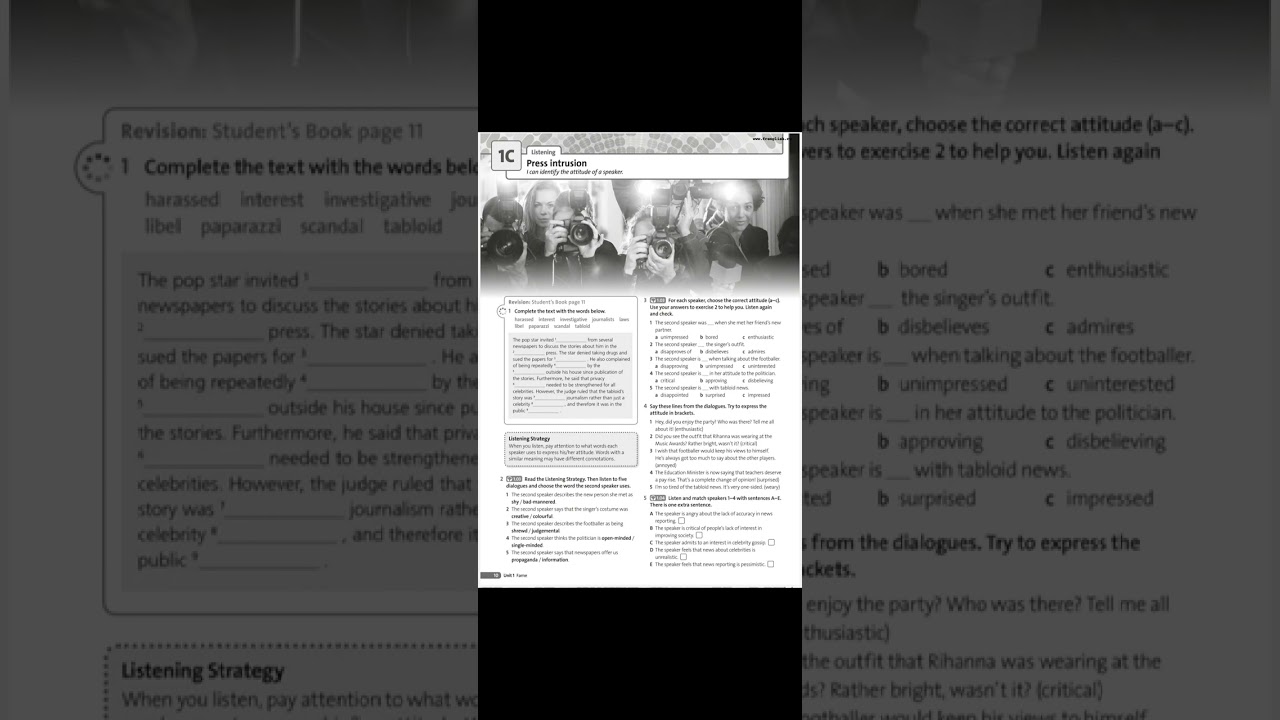 SOLUTION UPPER INTERMEDIATE 3edition workbook audio UNIT 1 - 1C ex. 2,3 /🎧 1.03
