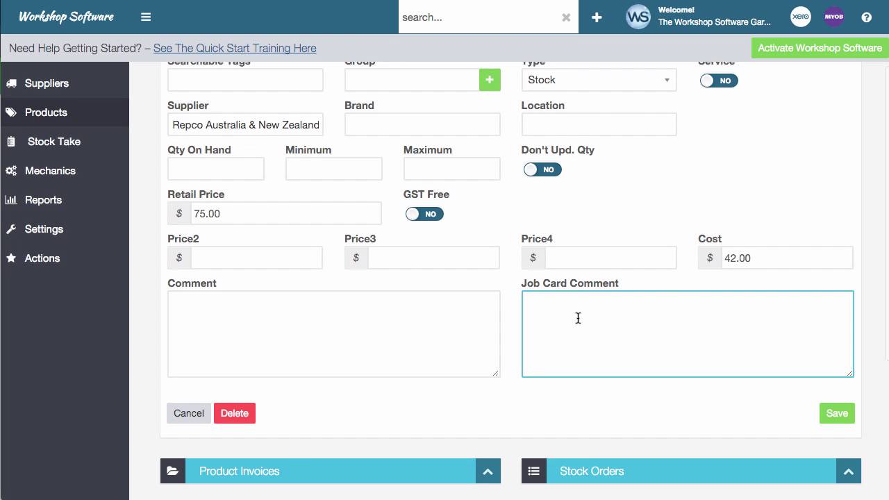 Products and Services - Quick Start Training