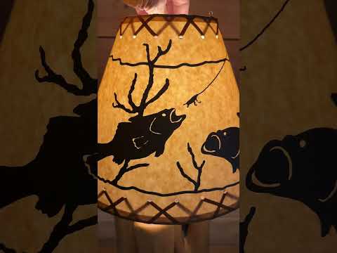 Rustic Oiled Kraft Lamp Shade with Fish Design - 12"