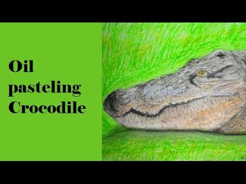 Oil pasteling a crocodile | Deepa George