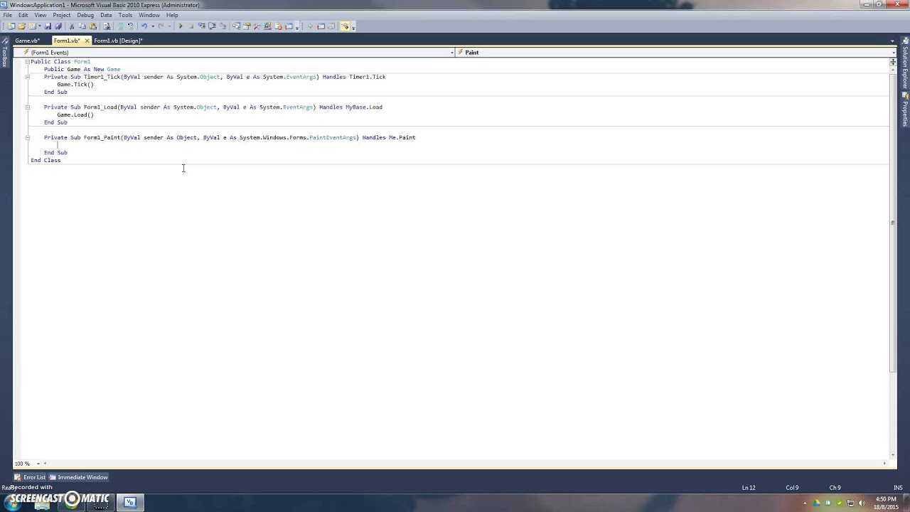 Making A simple Game Engine In Visual Basic.Net