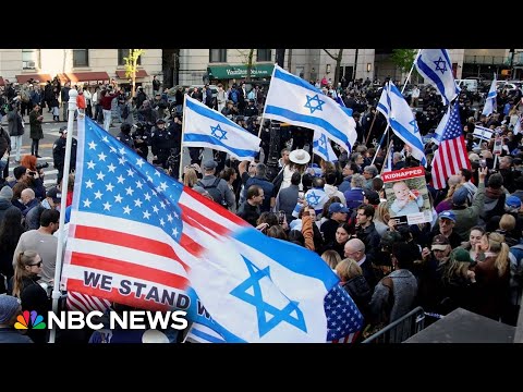 Pro-Israel counter-protesters march near Columbia University
