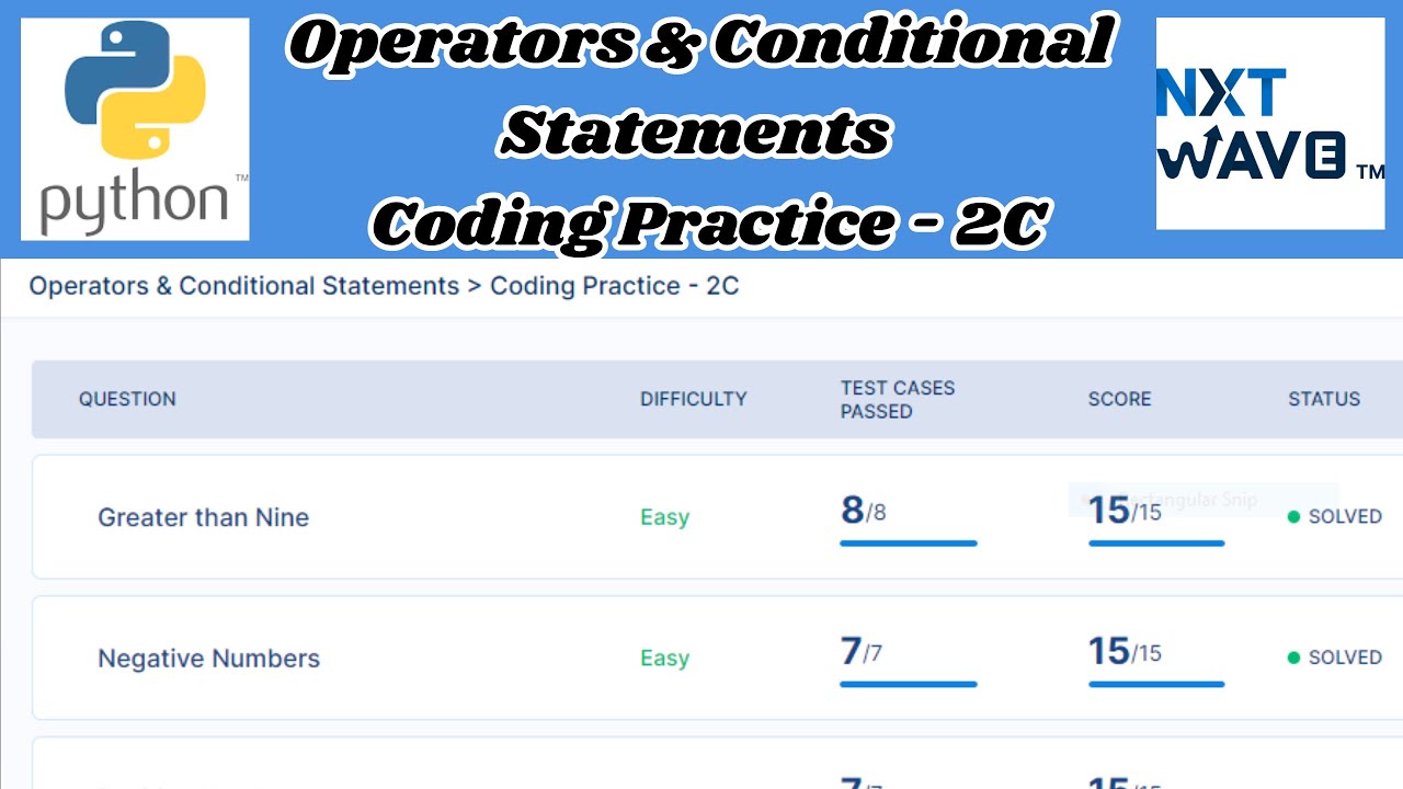 Operators & Conditional Statements | Coding Practice - 2C Answers | Python | NxtWave | CCBP 4.0