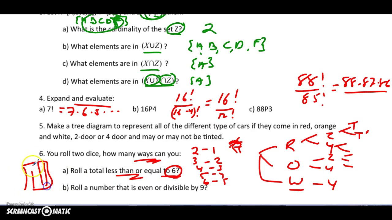 U1 - Review - Mathematics of Data Management (MDM4U)
