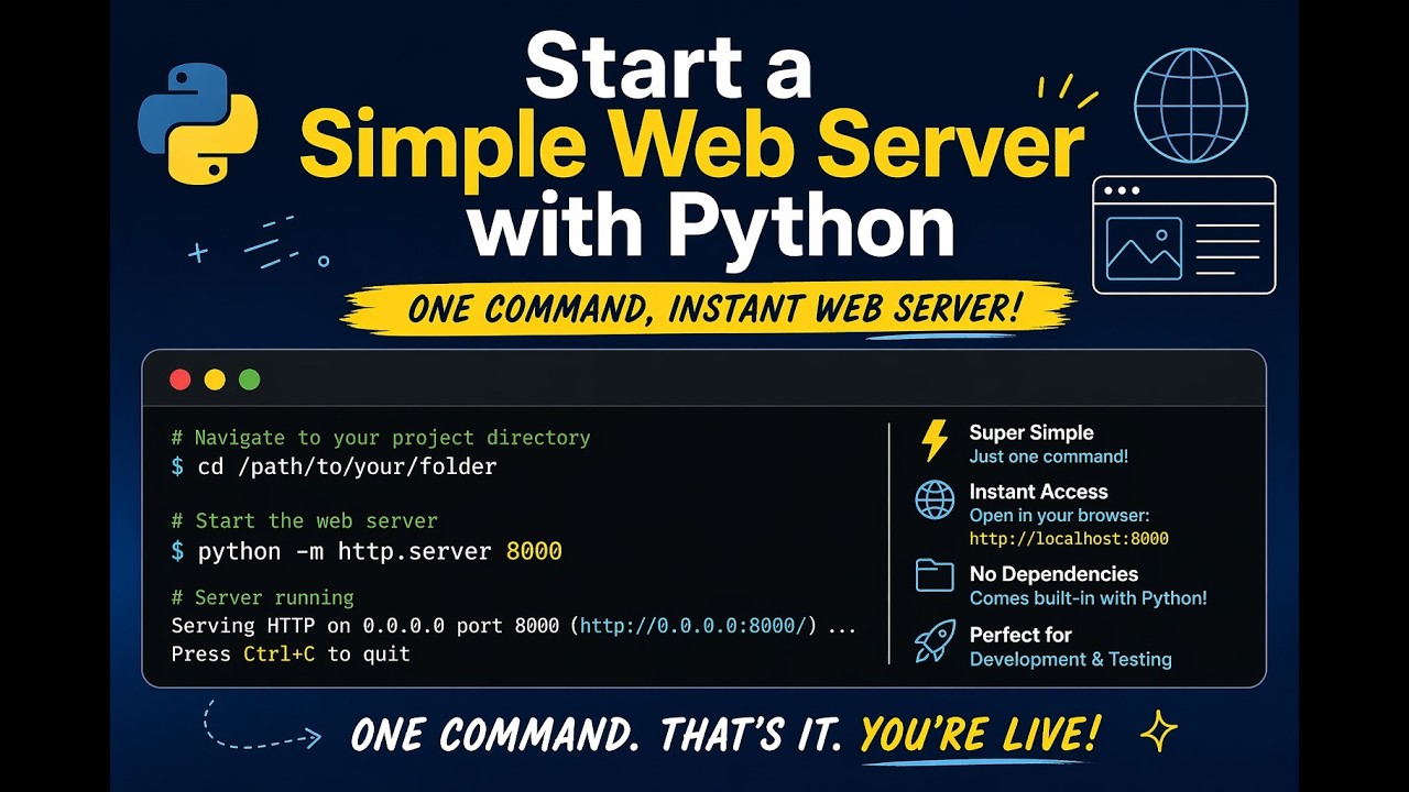 🐍 Start a Simple Web Server with Python – One Command, Instant Web Server!