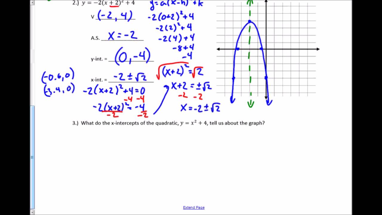 Algebra 2 Practice Chapter 4 Test #1-6