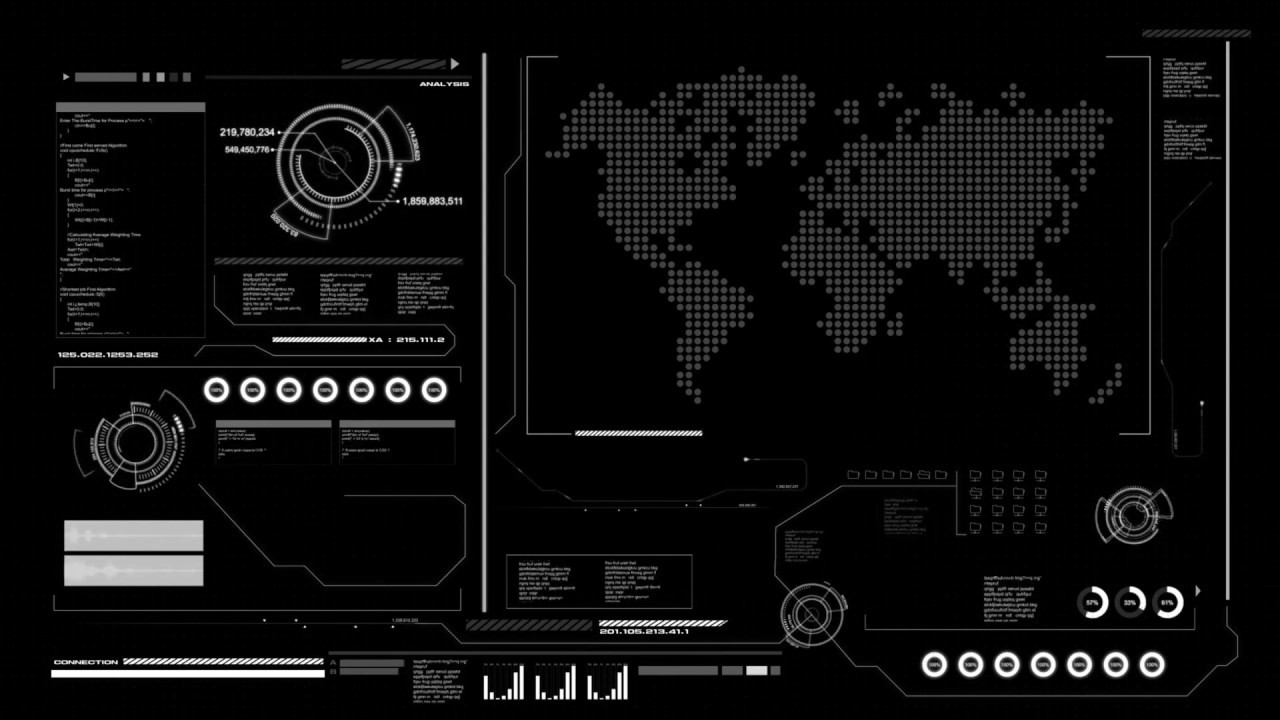 animation user interface with hud graph bar pi with space for futuristic
