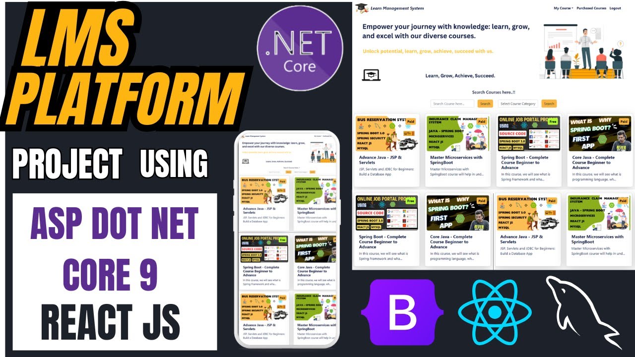 Learning Management System Project in ASP Dot Net Core, React JS | LMS Platform | ASP Dot Net Core 9
