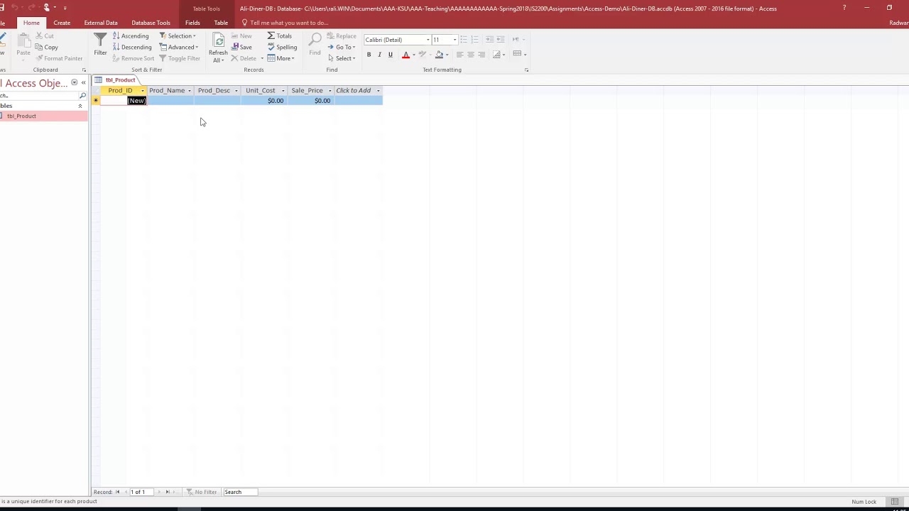 Business Database Assignment - Two Tables