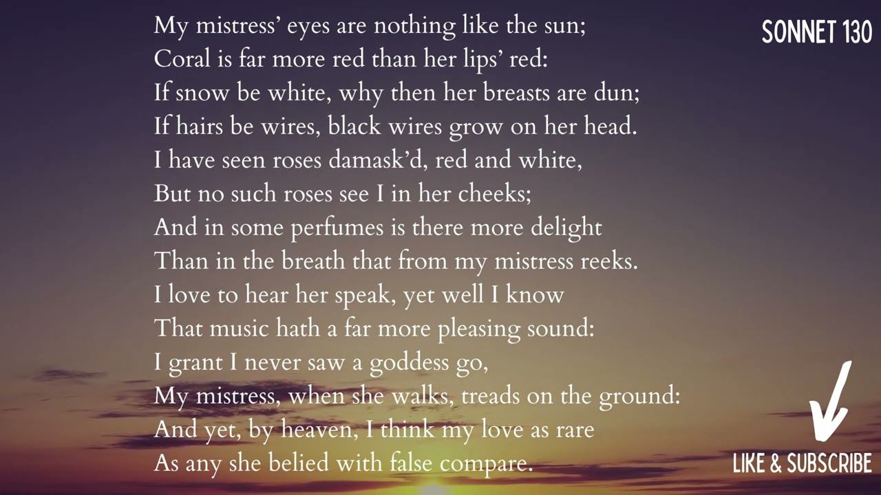 Sonnet 130. William Shakespeare. Audio Reading with Text. 