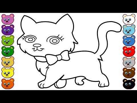 Cat Coloring Pages Cute Kitten Cat Colorful Learning Color Video For Kids Learn Colors with Animals