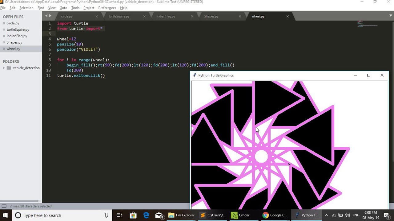 Python Turtle Graphics Triangle Wheel