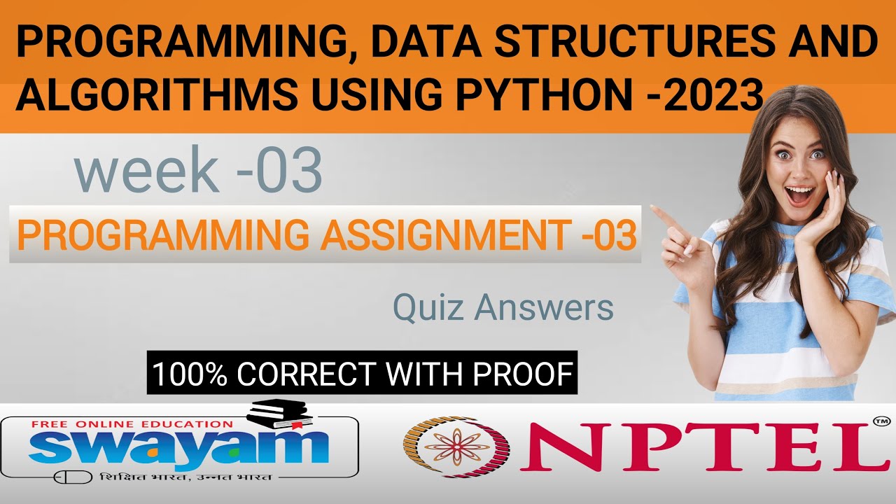 Programming, Data Structures And Algorithms Using Python | NPTEL WEEK 03 Programming Answers 2023