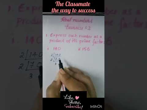 Real Numbers||Exercise 1.2|| Find the factors of 140 and 156||#shorts||Class10