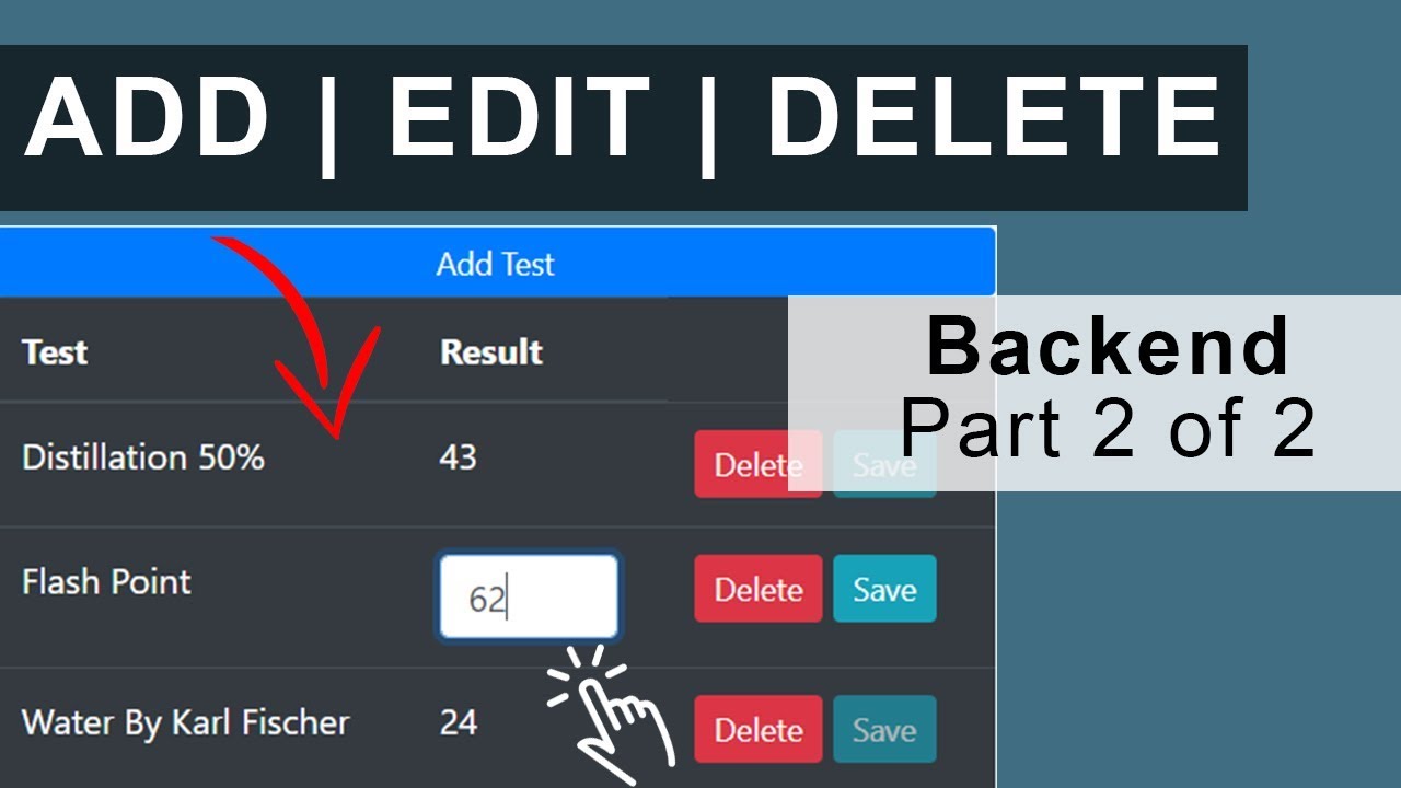 Quick Add Edit Delete Table Items  JavaScript + Backend Part 2 of 2