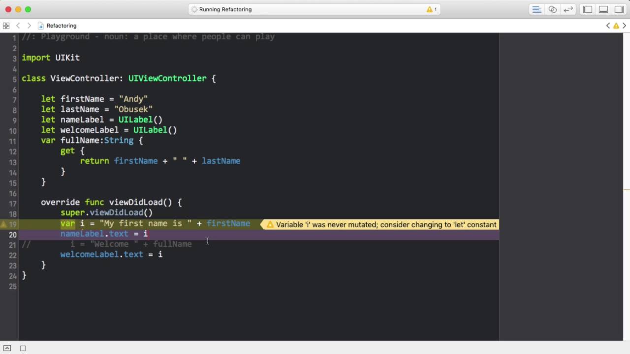 Split Temporary Variable in Swift