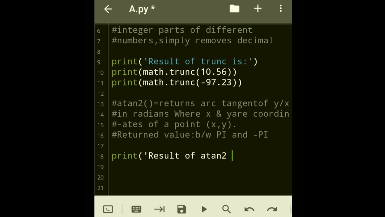 Math functions in #python #Part9  #trunc()  #atan2()  #atanh()