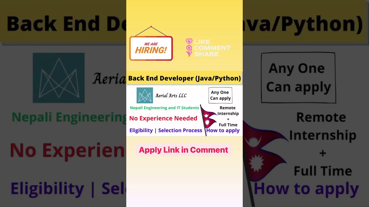 🔴Back End Developer (Java/Python)🔴No Experience Needed🔴Remote Internship + Fulltime | For Students