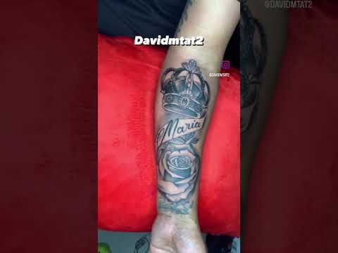 💙Tatuaje en el brazo, Corona 👑 Maria y Rosa 🌹 #davidmtat2 #shorts #parati #viral #tattoo