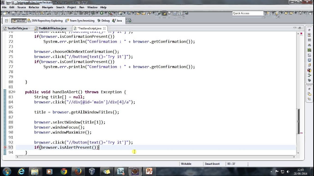 5. Handling JavaScript Alert using Selenium Webdriver