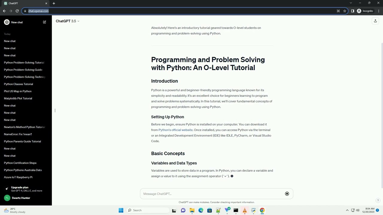 programming and problem solving through python o level