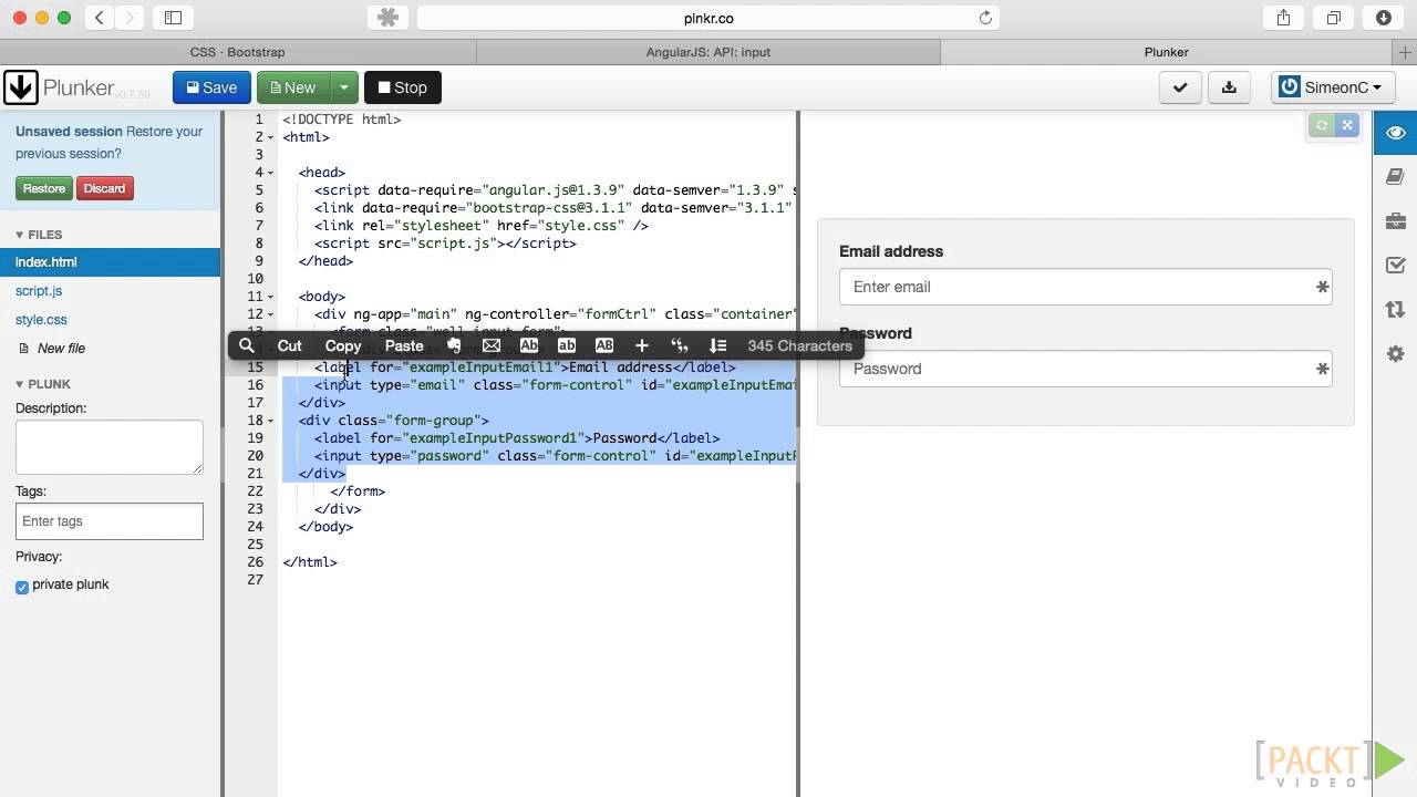 Web Development with AngularJS and Bootstrap Tutorial: Introducing the Input | packtpub.com