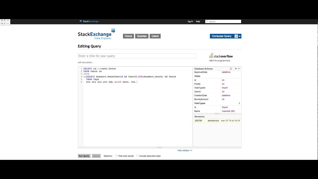 Stackoverflow SQL search