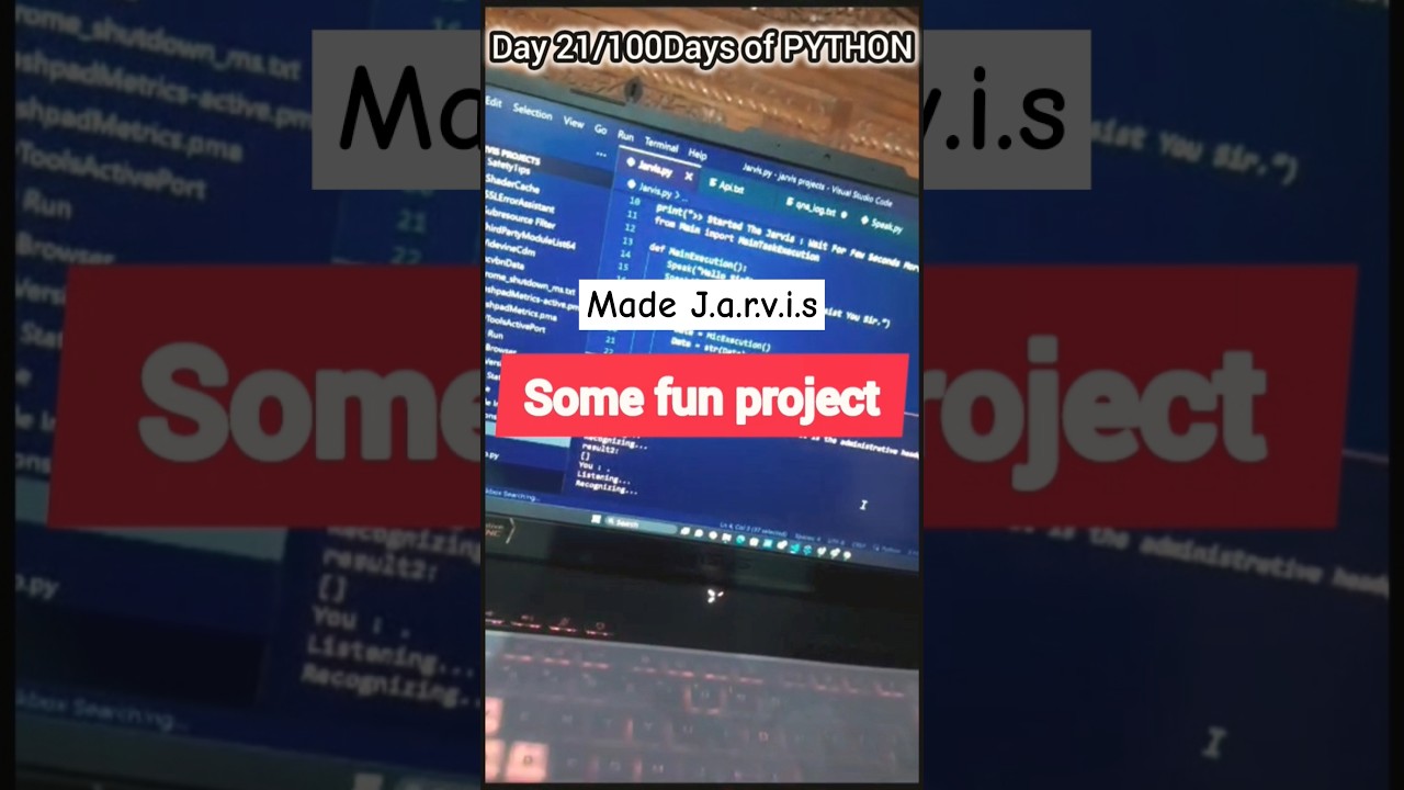 JARVIS python project for fun ||Day 21/100days of Python learning journey 😀 ✨️