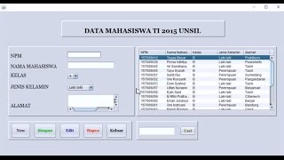 Membuat Program Aplikasi Crud Database Mahasiswa Dengan