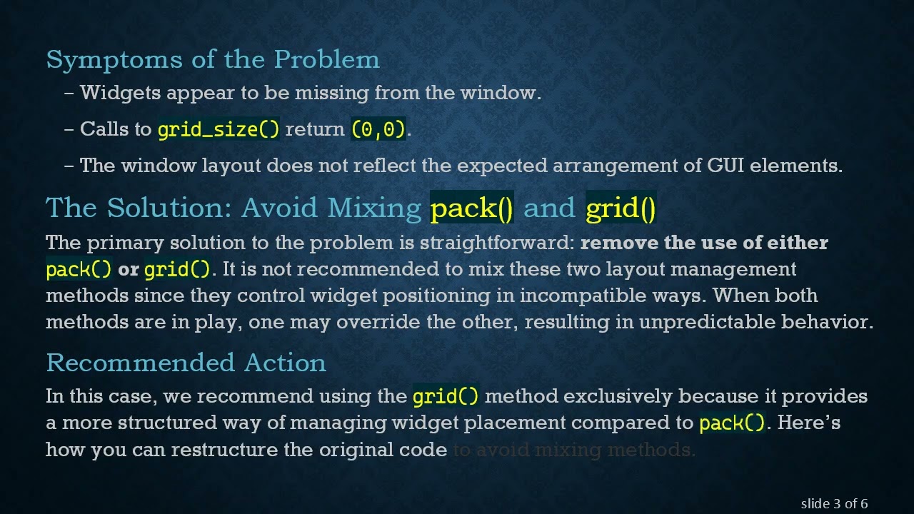Resolving Tkinter Grid Function Issues: Avoiding Common Pitfalls in Python GUI Development