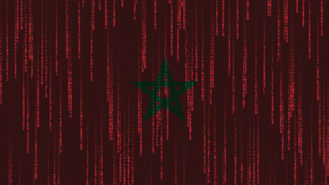 Morocco Flag Matrix Rain Style Digital Stock Illustration | Motion background | Screen Saver