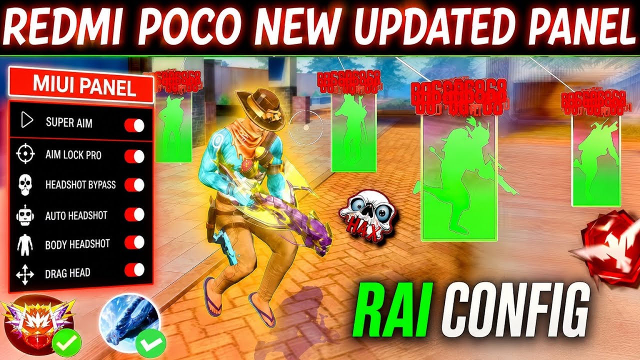 REDMI POCO BODY HEADSHOT | REDMI POCO DRAG HEADSHOT | FF GLOBAL MIUI | FREE FIRE ANTIBAN PANEL