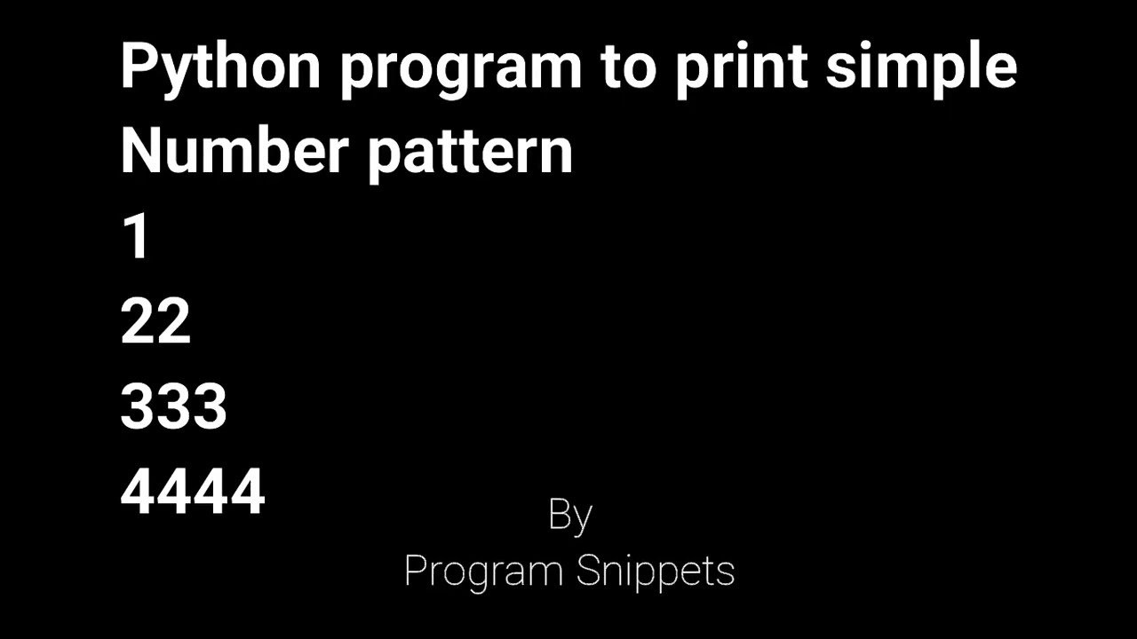 Python Program to print simple number pattern