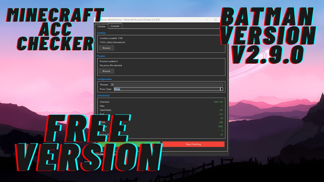 Minecraft Account Checker Free | Batman Version + GUI