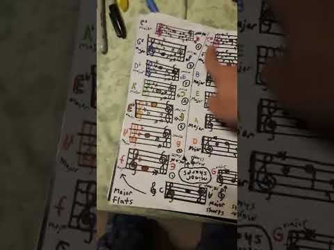 mirroring minor and major scales in order of flats & sharps mirrored on treble clef lesson 7/15/22
