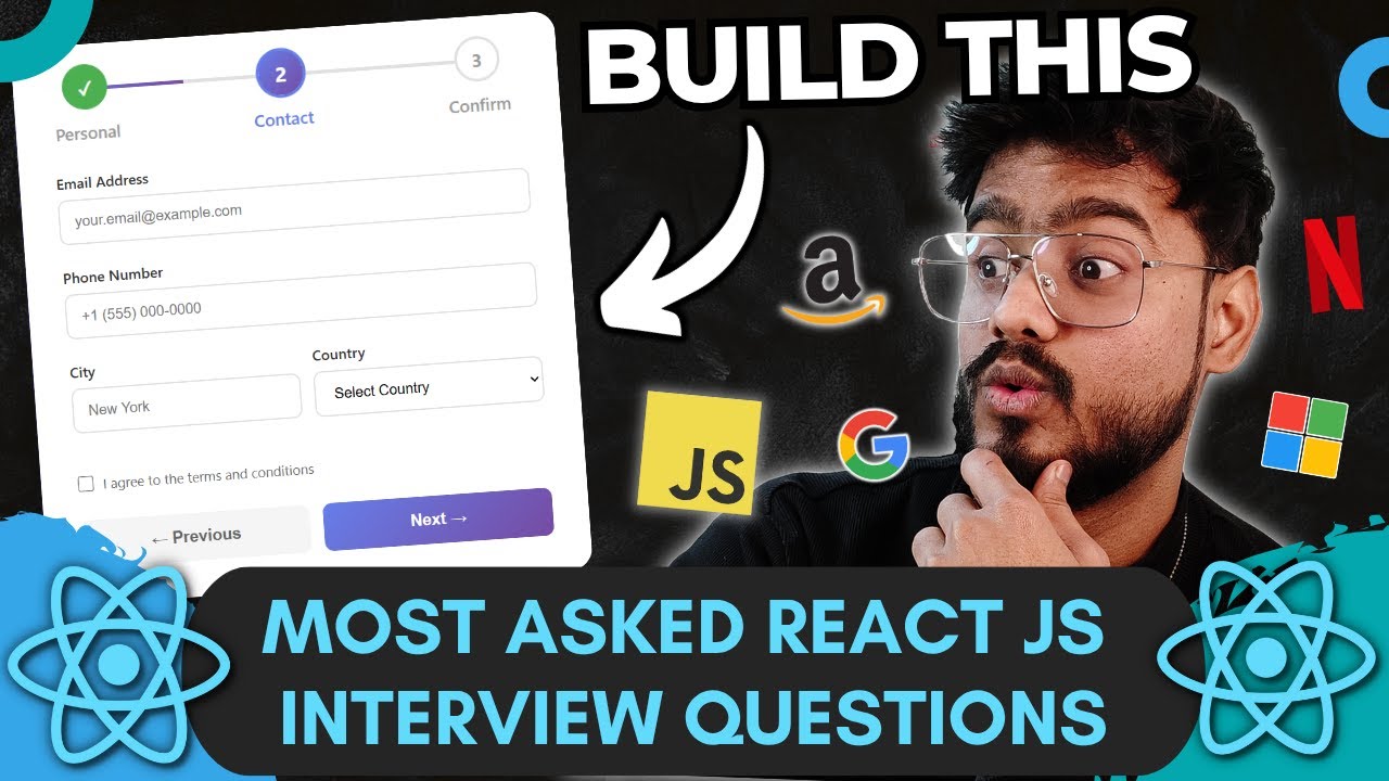 React JS Interview Questions ( Multi Step Form ) - Frontend Machine Coding Interview 🔥🔥