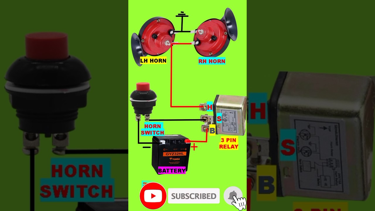 3 pin horn relay wiring in your car/bike I horn I relay I relay test I Roots# horn #shorts