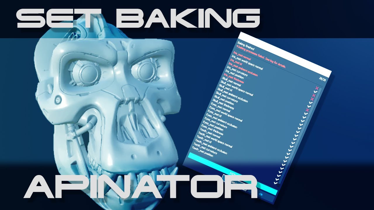 089 Mechanical Skull - Substance Painter Baking All Texture Sets