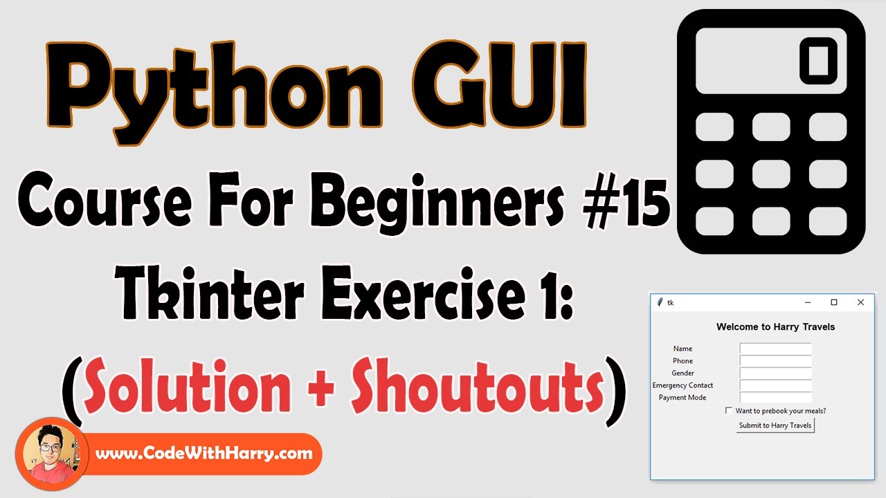 Python GUI Exercise 1: Solution | Python Tkinter GUI Tutorial In Hindi #15