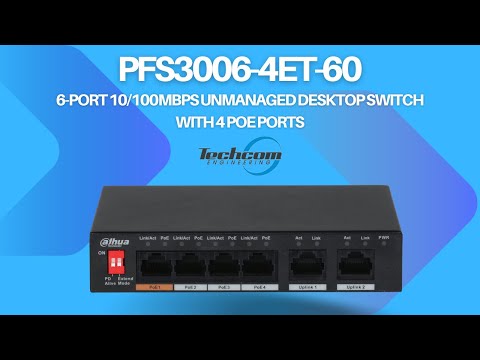 PFS3006-4ET-60 - 6-Port 10/100Mbps Unmanaged Desktop Switch with 4 PoE Ports | Techcom Engineering