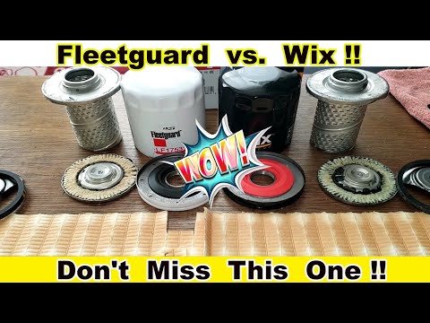 Fleetguard LF17531 Oil Filter vs. Wix 57502 Oil Filter Cut Open Comparison
