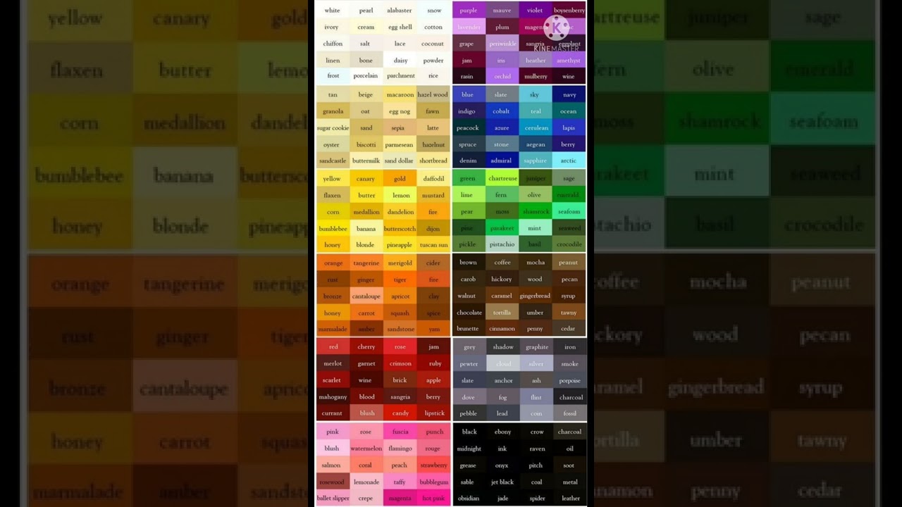 colour shades with their name