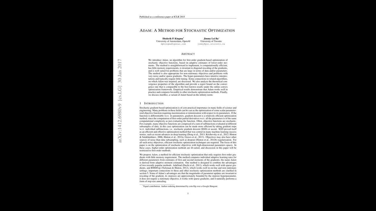 Adam: A Method for Stochastic Optimization (Kingma & Ba, 2015)