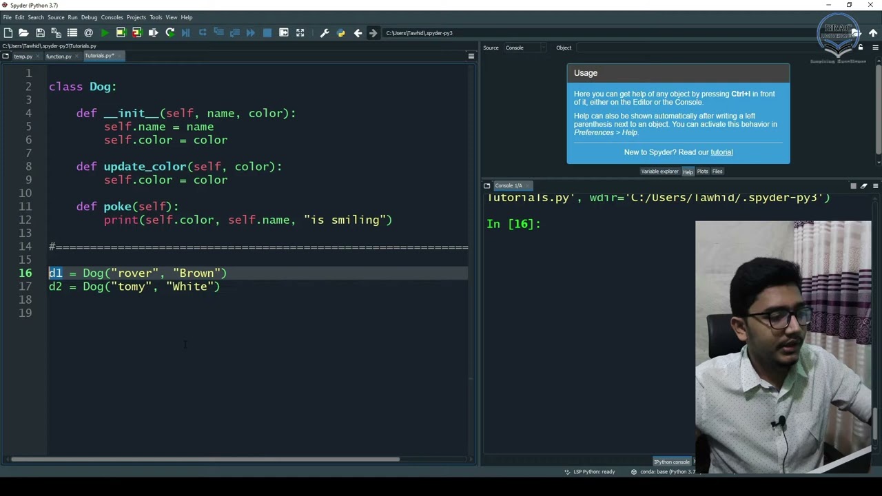 L8 | Python OOP | Constructor | Instance variable & method | __dict__ | dir() | Example-4 | Bangla
